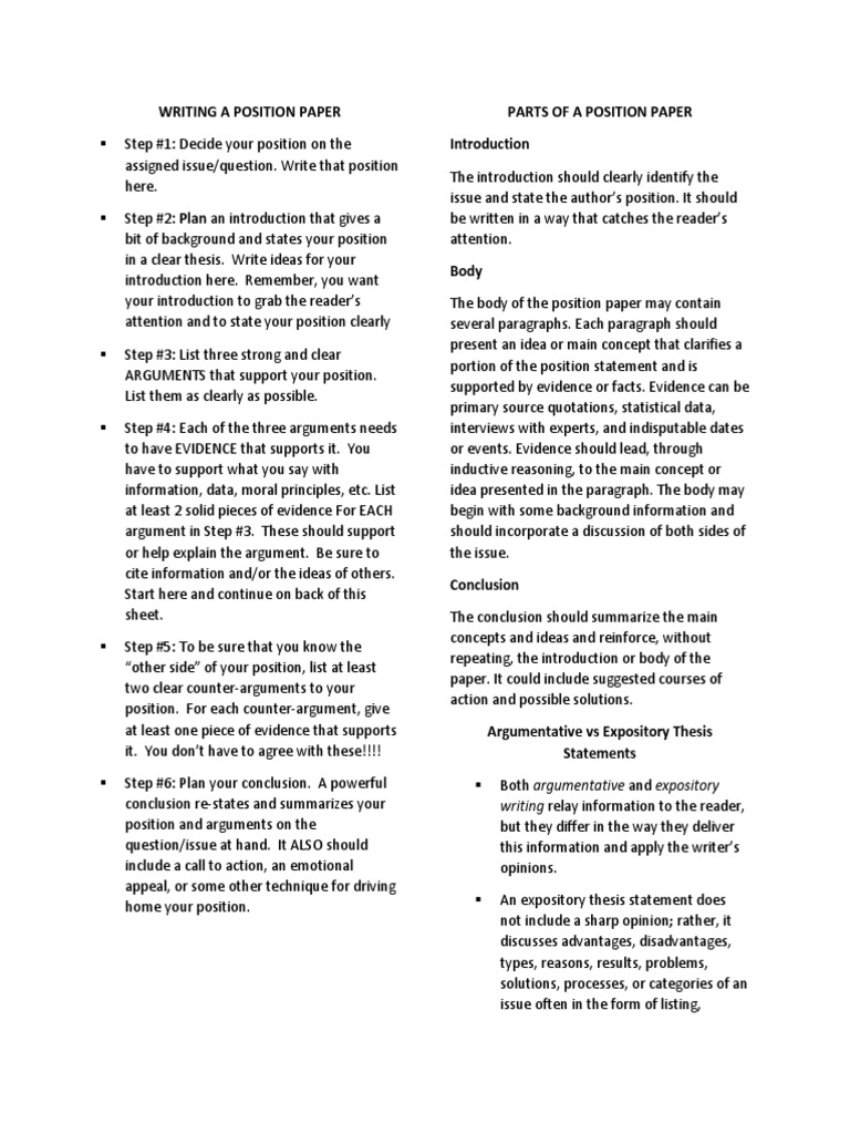 Writing A Position Paper | PDF | Argument | Citation