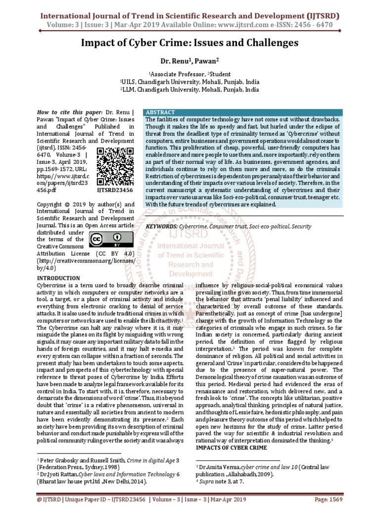 Impact of Cyber Crime Issues and Challenges | PDF | Cybercrime ...