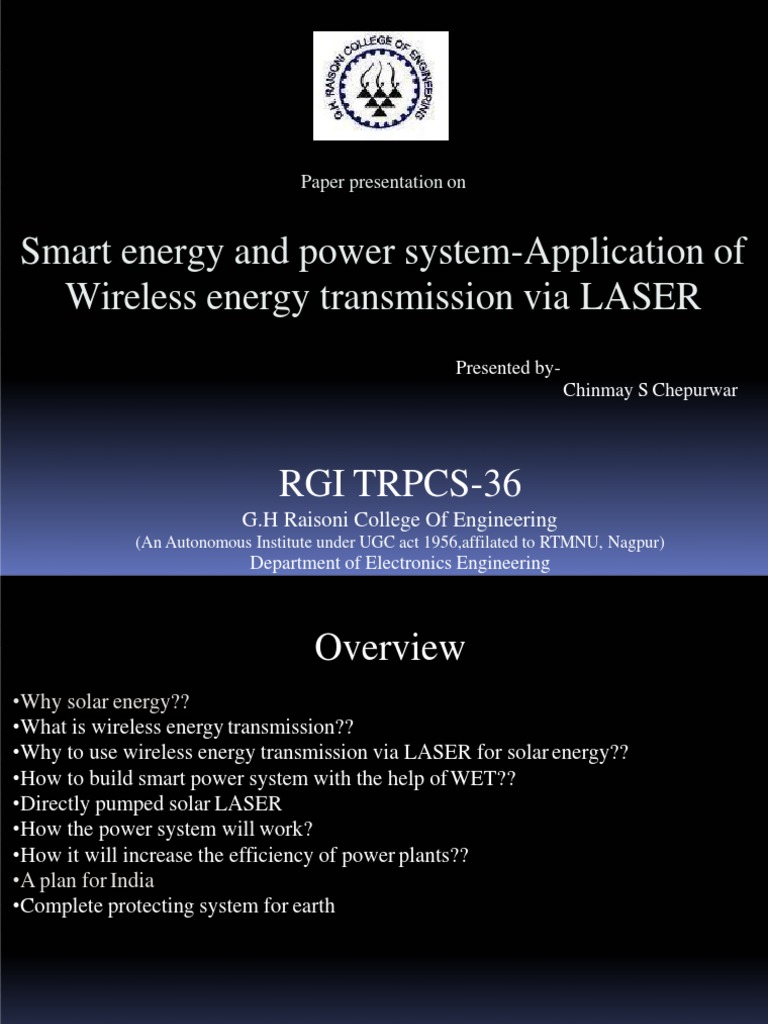 Smart Energy and Power System-Application of Wireless Energy ...