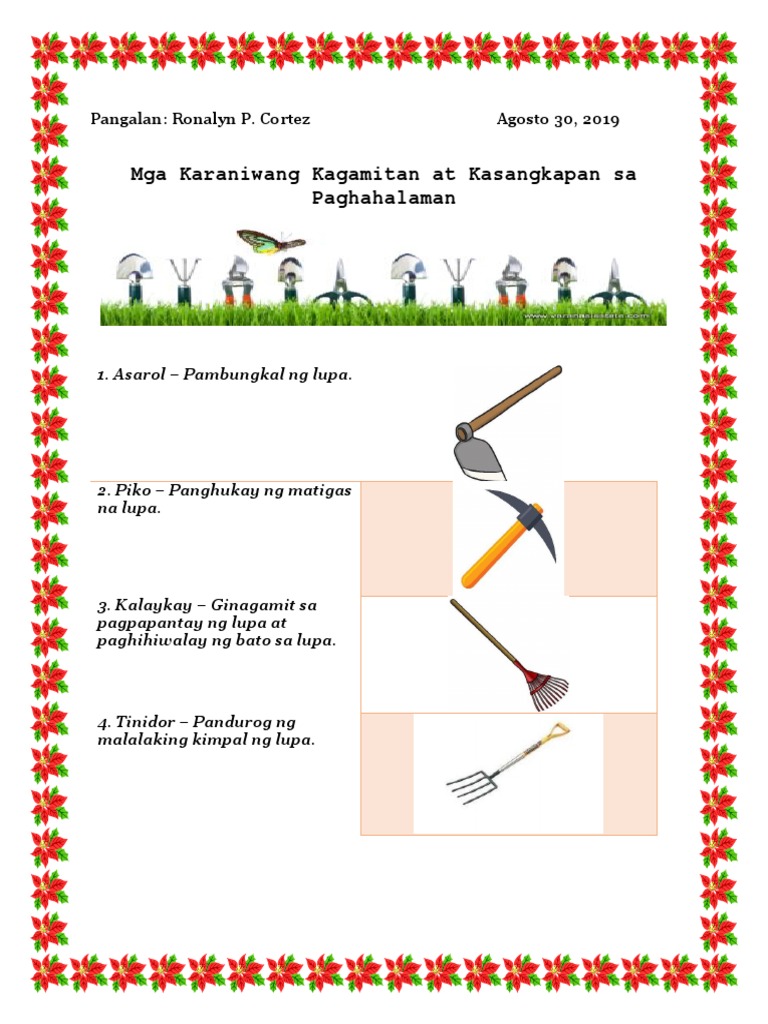 Mga Kasangkapan At Kagamitan Sa Paghahalaman