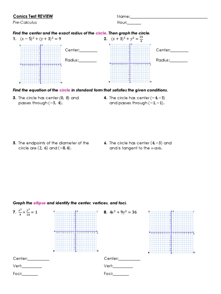 Conic Sections Practice Problems | PDF | René Descartes | Analytic Geometry