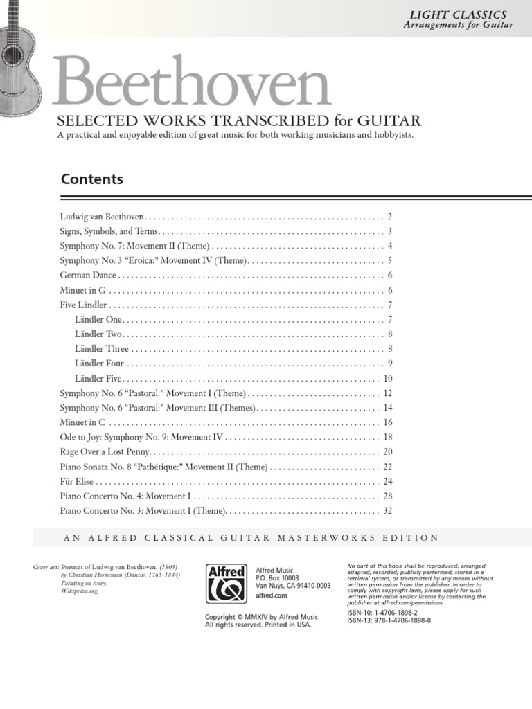 Beethoven: Selected Works Transcribed For Guitar | PDF | Orchestral ...