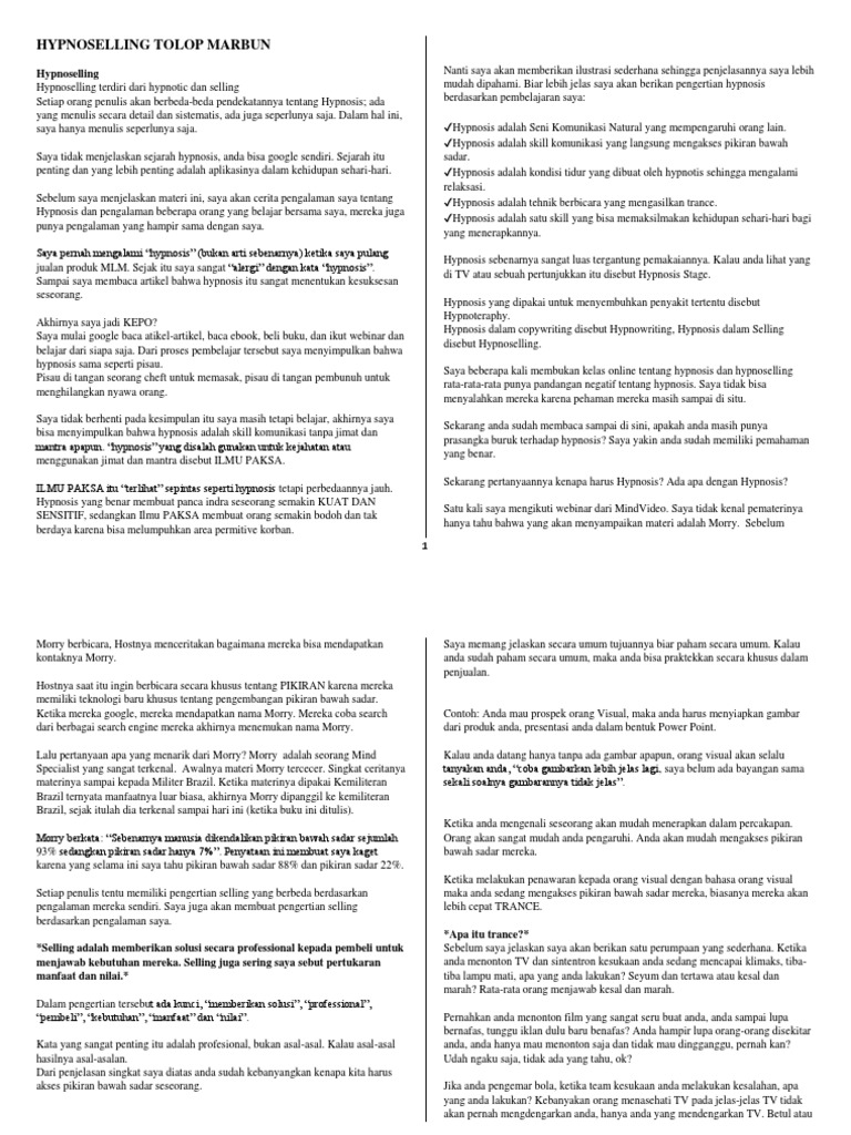 Hypnoselling Tolop Marbun | PDF
