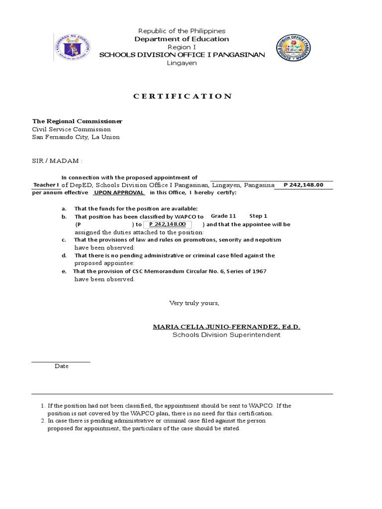 Certification of Availability of Funds | PDF