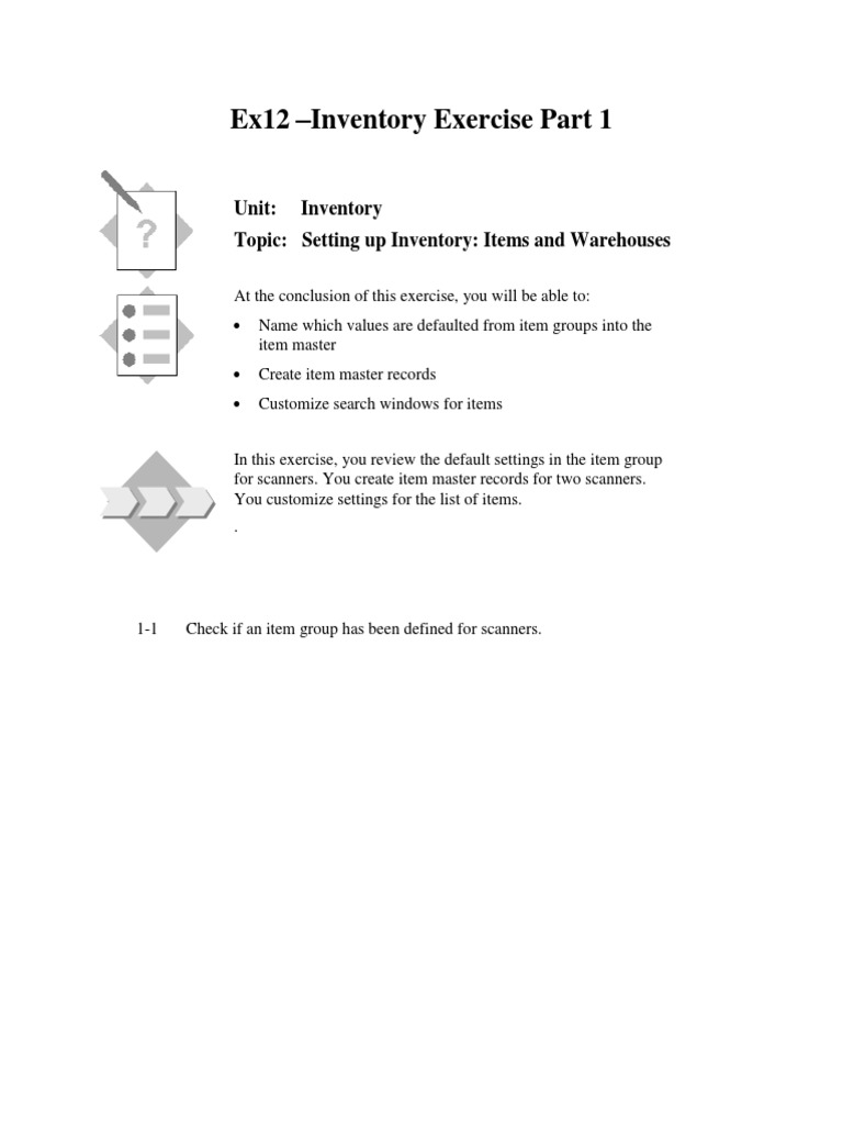 Ex12 Inventory Exercise Part 1 Unit Inventory Topic Setting Up
