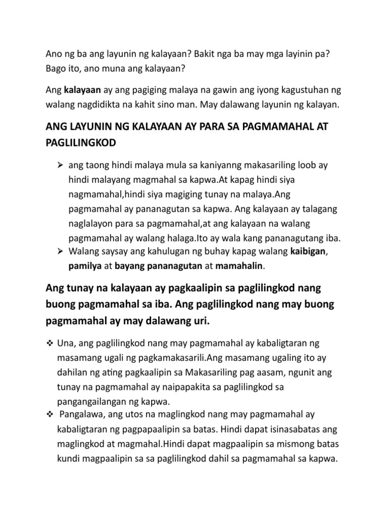 Layunin NG Kalayaan | PDF