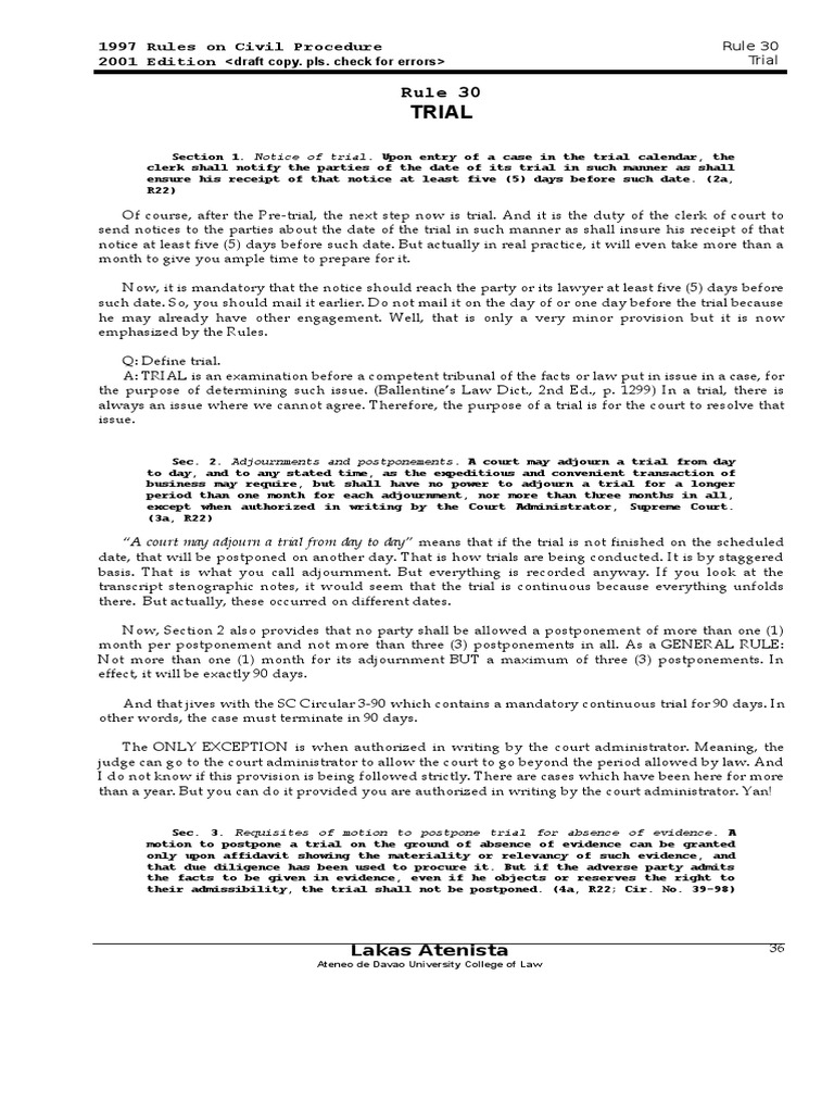 Rule 30 Trial | PDF | Lawsuit | Complaint