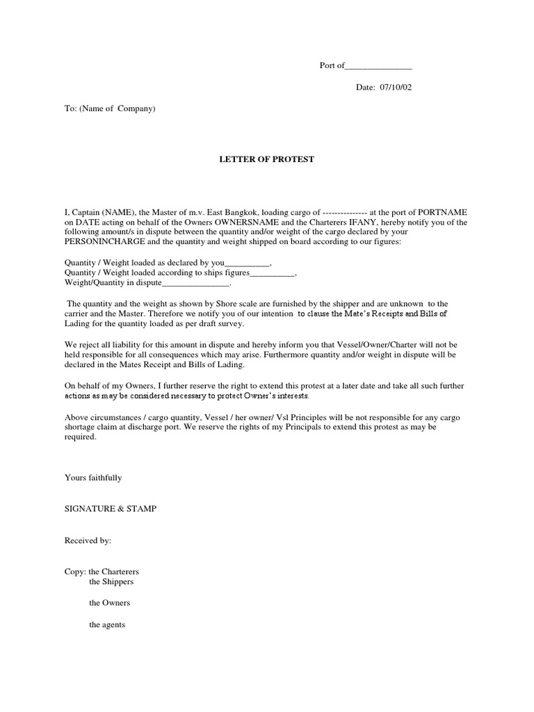 Letter of Protest | PDF