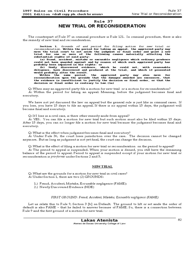 Rule 37: New Trial Guidelines | PDF | Judgment (Law) | Standard Of Review