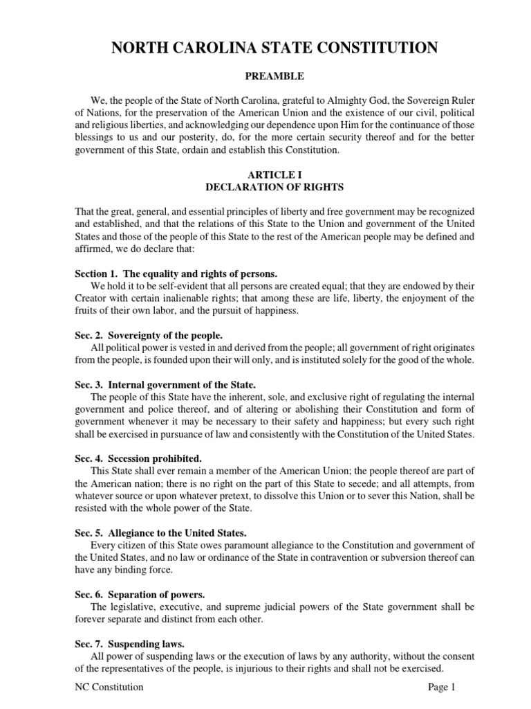 North Carolina Constitution | PDF | Pardon | Constitutional Amendment