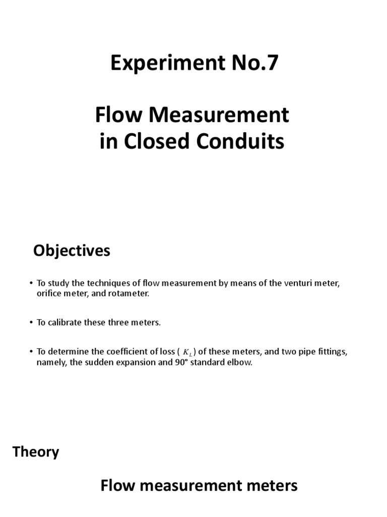 Experiment No.7 Flow Measurement in Closed Conduits | PDF | Flow ...