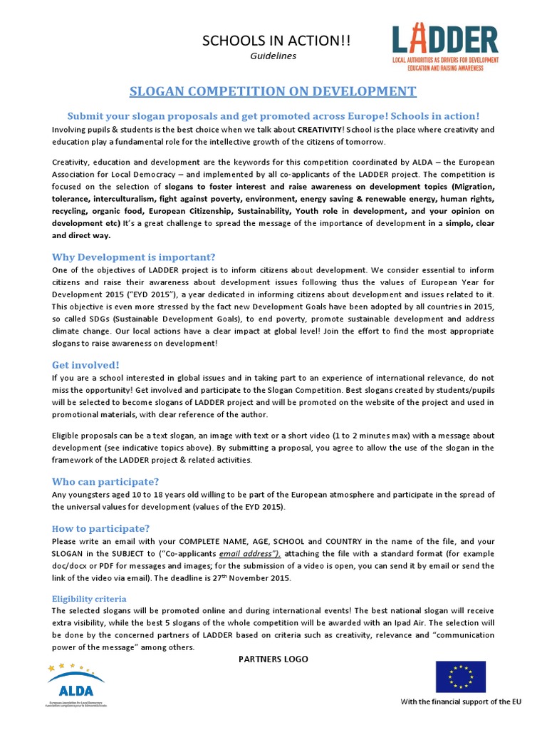 Slogan Competition for Youth Development | PDF | Sustainability ...