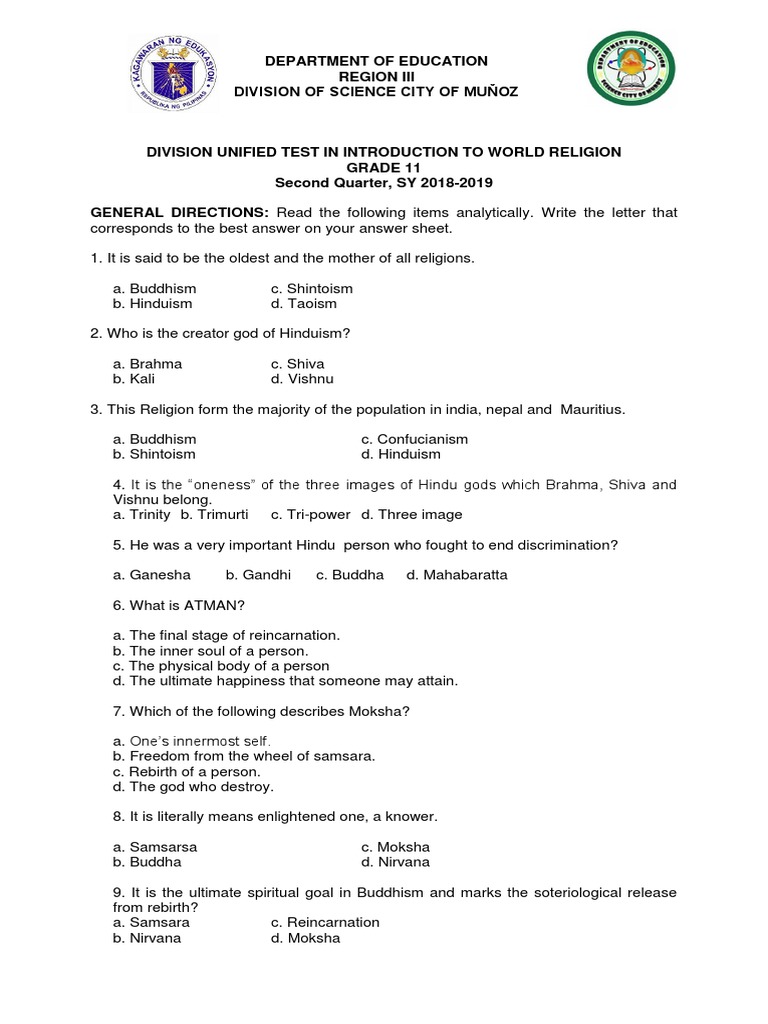 2nd Exam Intro To World Religion Exam | PDF | Shinto | Confucianism