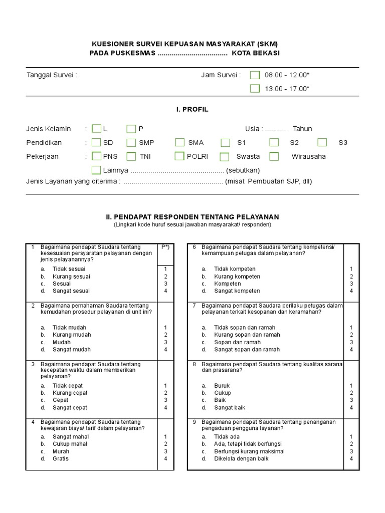 Form IKM Puskesmas 2019 | PDF