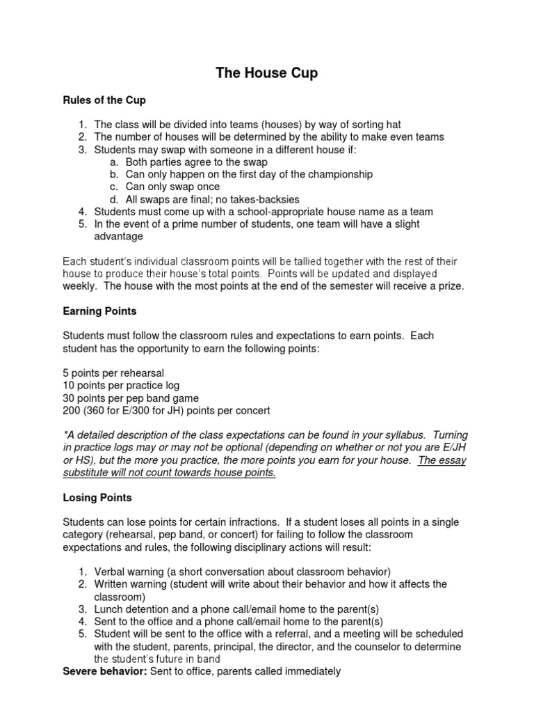 The House Cup | PDF | Behavioural Sciences | Cognition