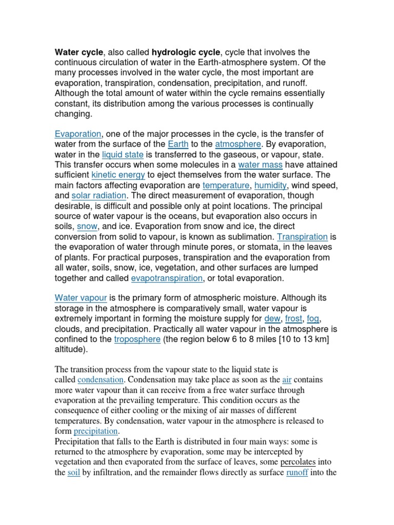 The Hydrologic Cycle: The Continuous Circulation of Water Through ...
