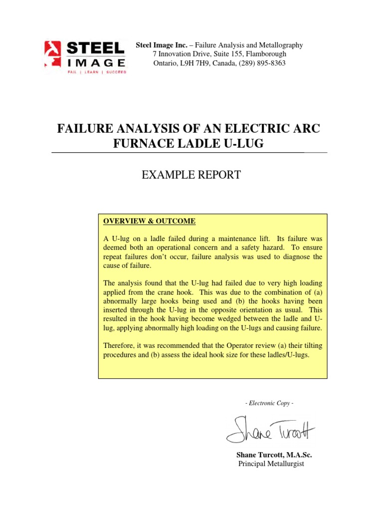 Failure Analysis of Electric Arc Furnace U-Lug | PDF | Fracture ...