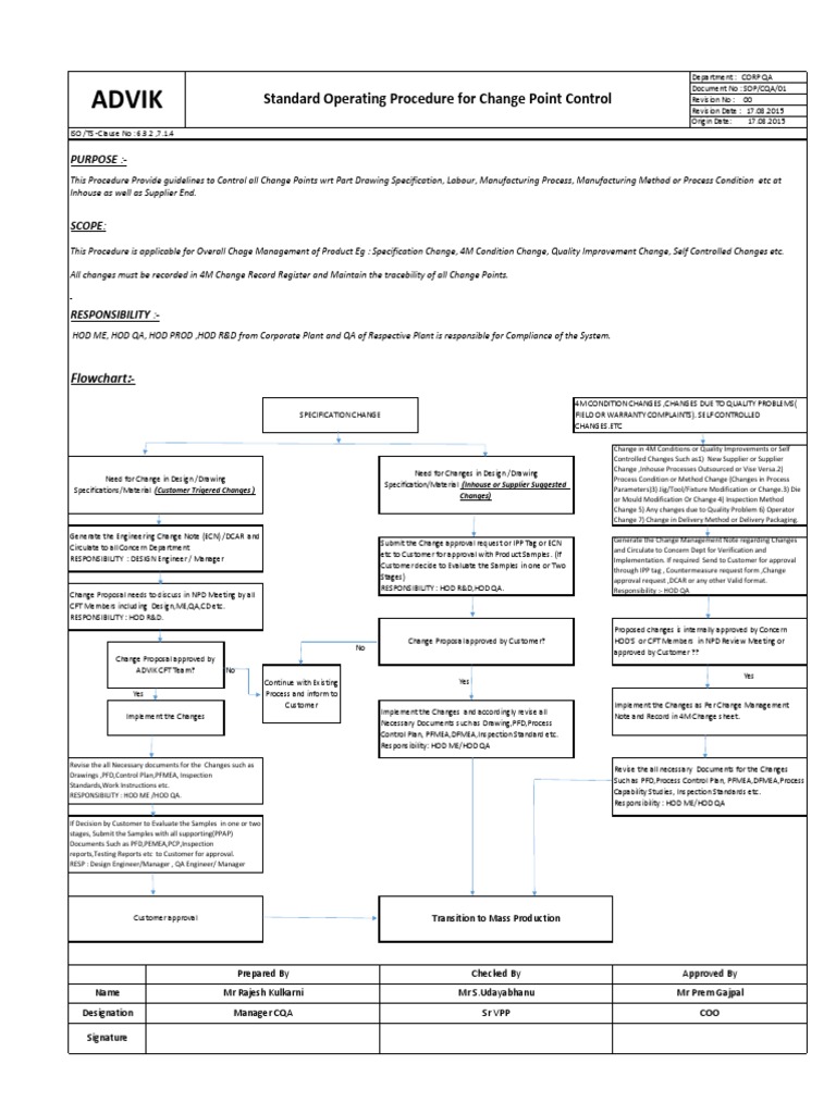 Change Management SOP Overview | PDF | Specification (Technical ...