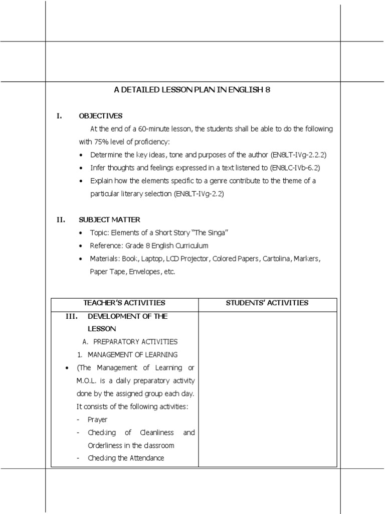 Final Demo Lesson Plan | Download Free PDF | Lesson Plan | Cognitive ...