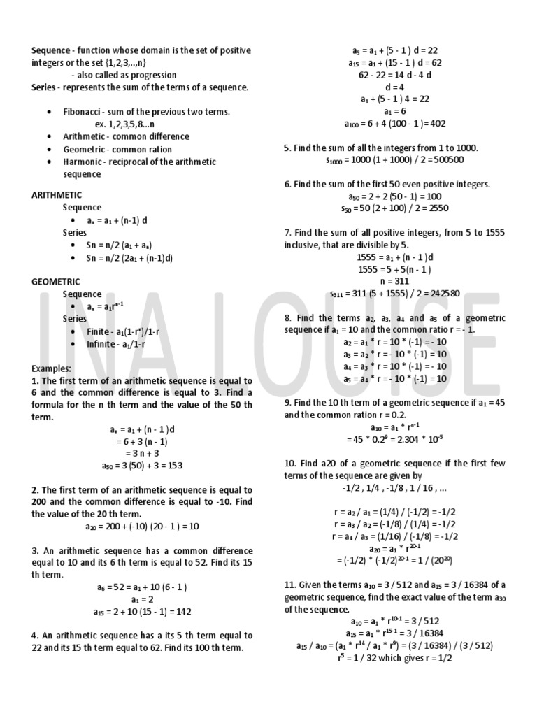 Precalculus Reviewer | PDF | Mathematical Analysis | Algebra