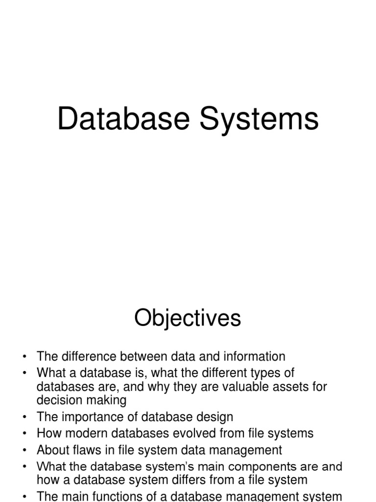 Database Systems Introduction | PDF | Databases | File System