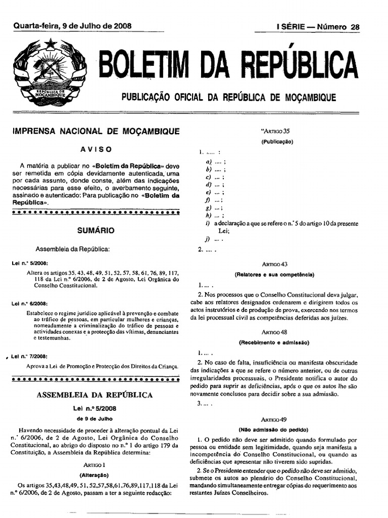 Boletim Da Republica: Publicação Oficial Da R Públlca de Moçambique ...