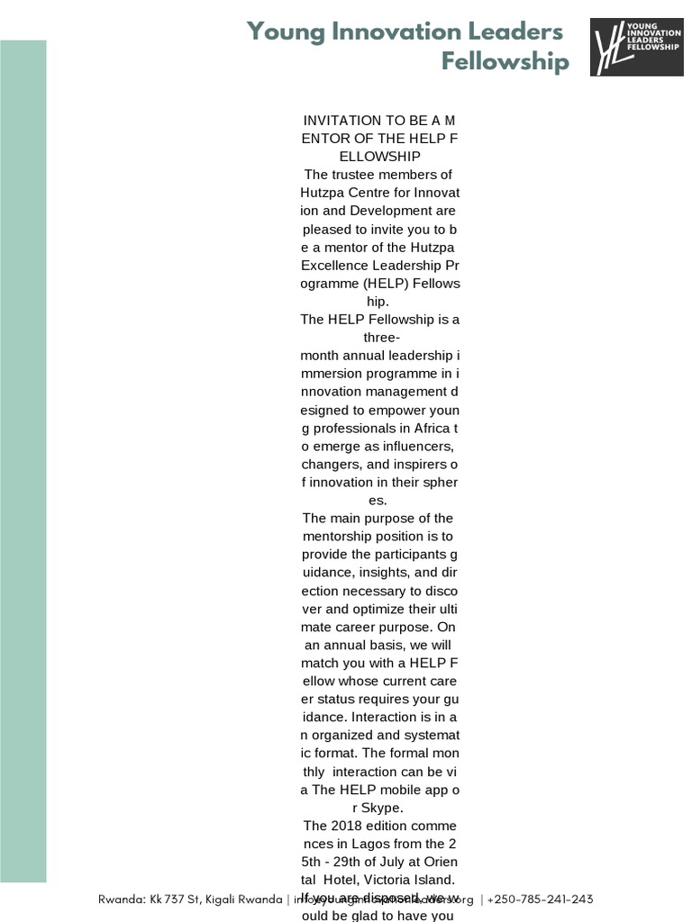 Mentor Invitation for HELP Fellowship | PDF | Organizational Behavior ...
