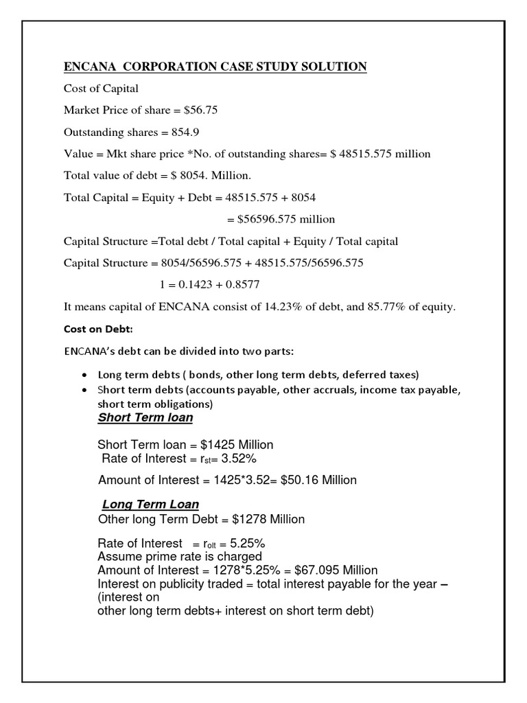 Encana Corporation Case Study Solution | PDF