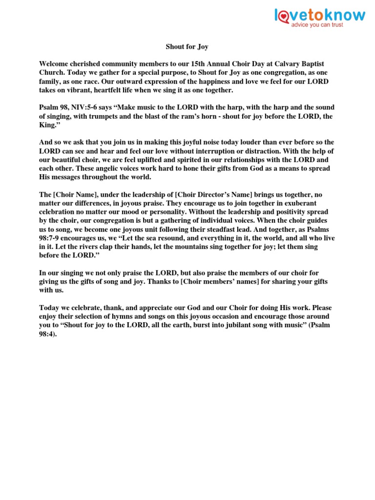 3538 Choir Day Speech PDF | PDF | Hymns | Entertainment (General)