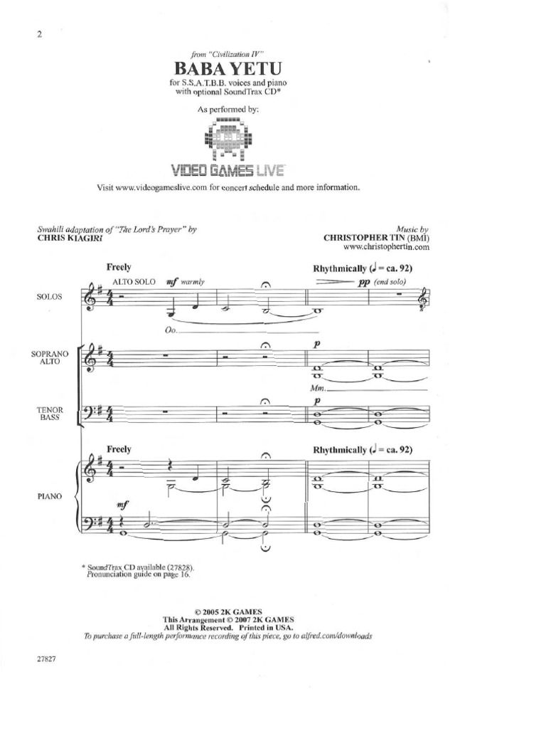 Baba Yetu (Partitura) | PDF
