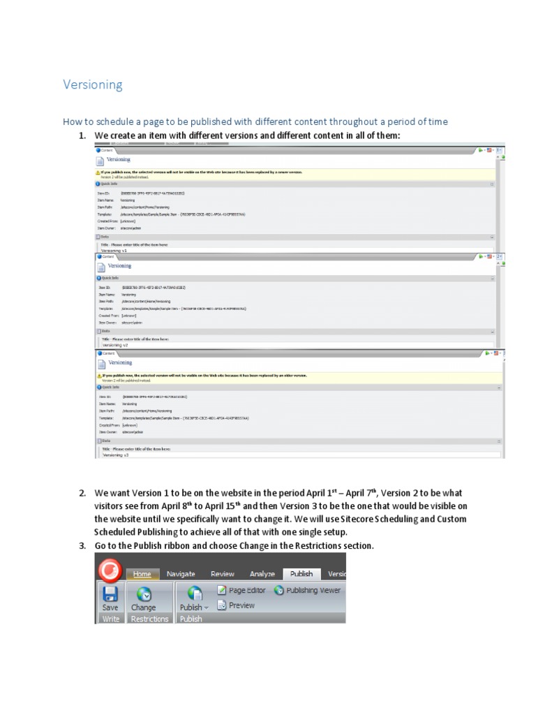 Versioning and Publishing | PDF