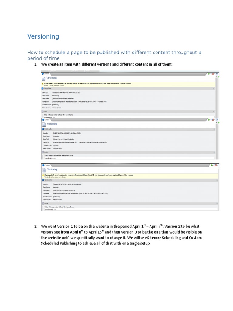 Versioning and Publishing | PDF