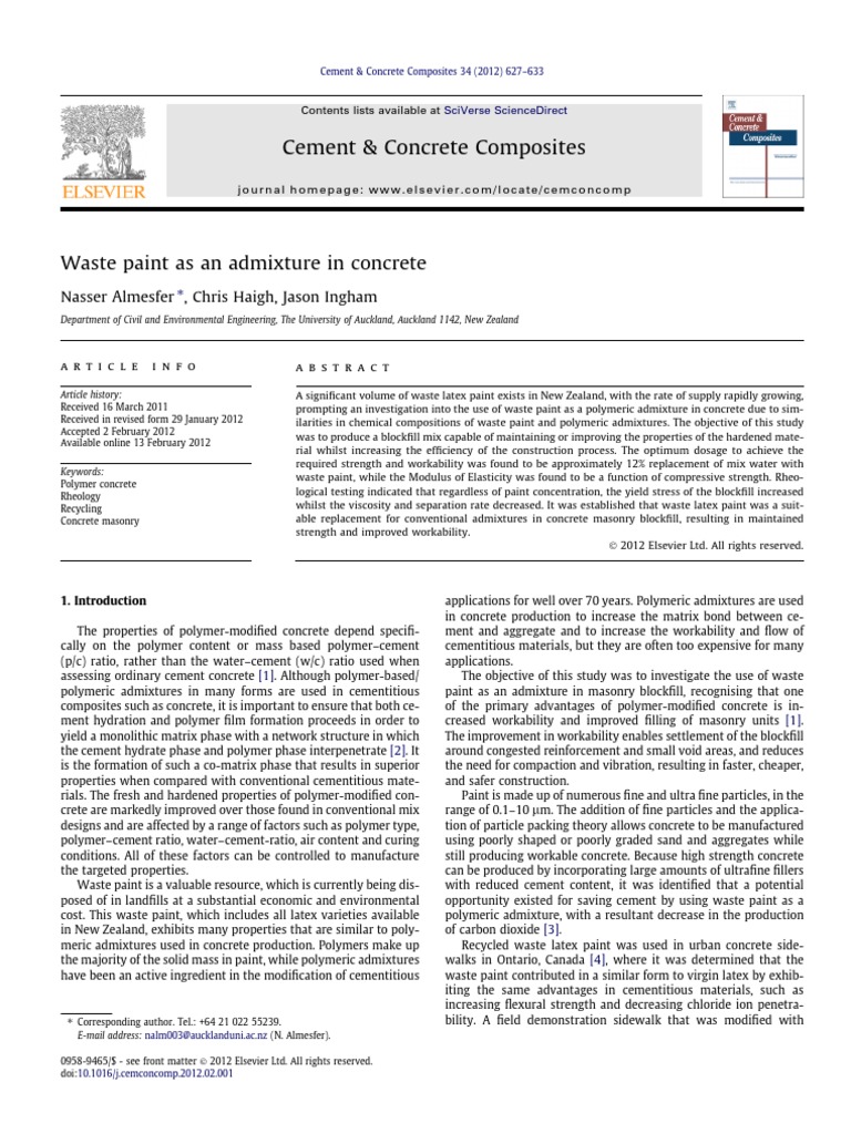 Waste Paint As An Admixture in Concrete | PDF | Strength Of Materials ...