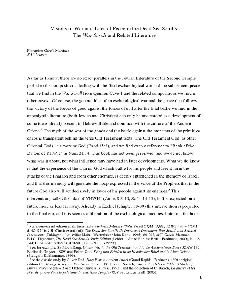 The War Scroll and Related Literature Wa PDF | PDF | Dead Sea Scrolls ...