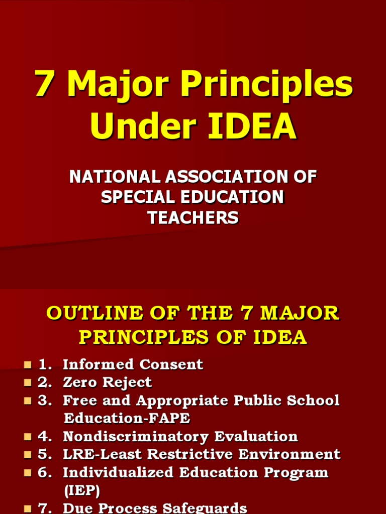 Major Principles Under IDEA | PDF | Individualized Education Program ...