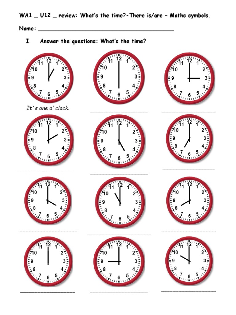 WA 1 - WORKSHEET - Time | PDF | Teaching Mathematics
