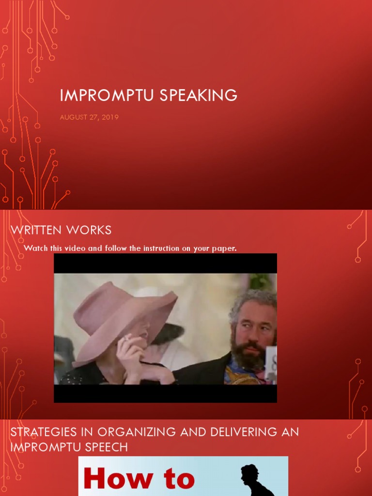 Impromptu Speaking: AUGUST 27, 2019 | PDF