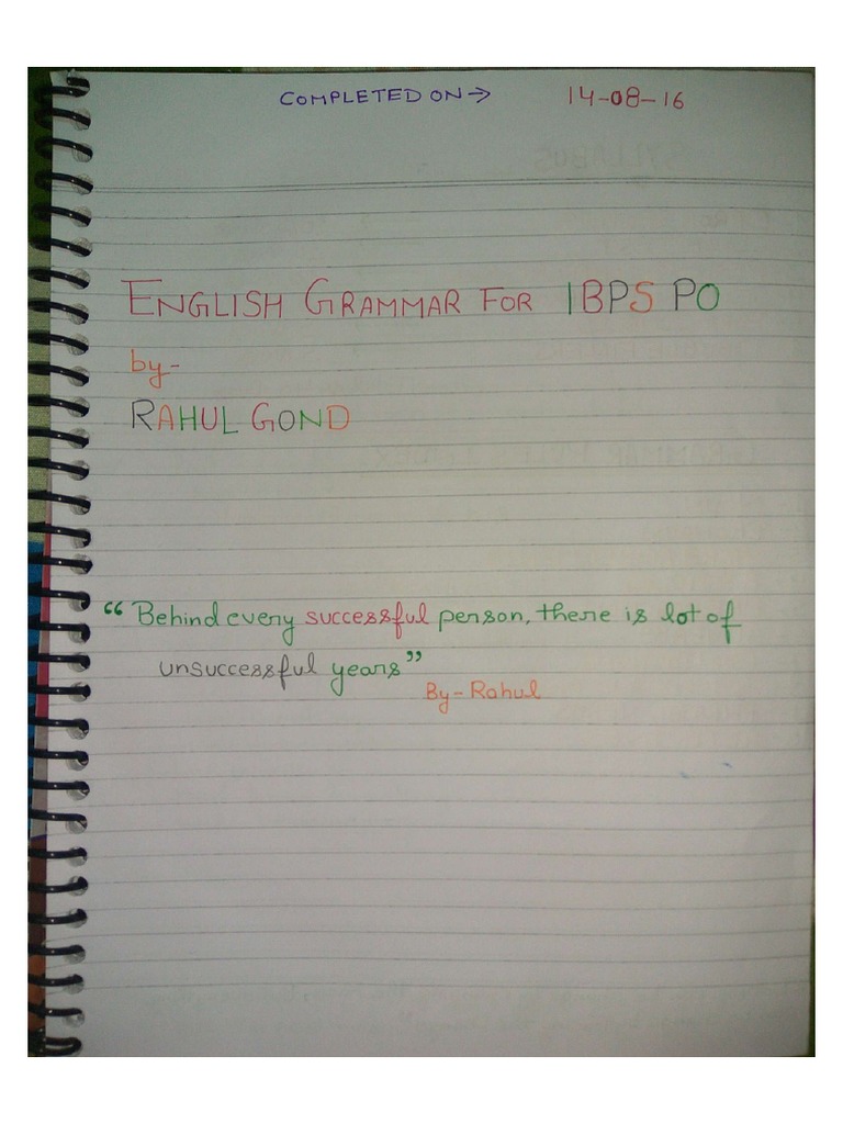 English Grammar Hand Written Notes PDF | PDF