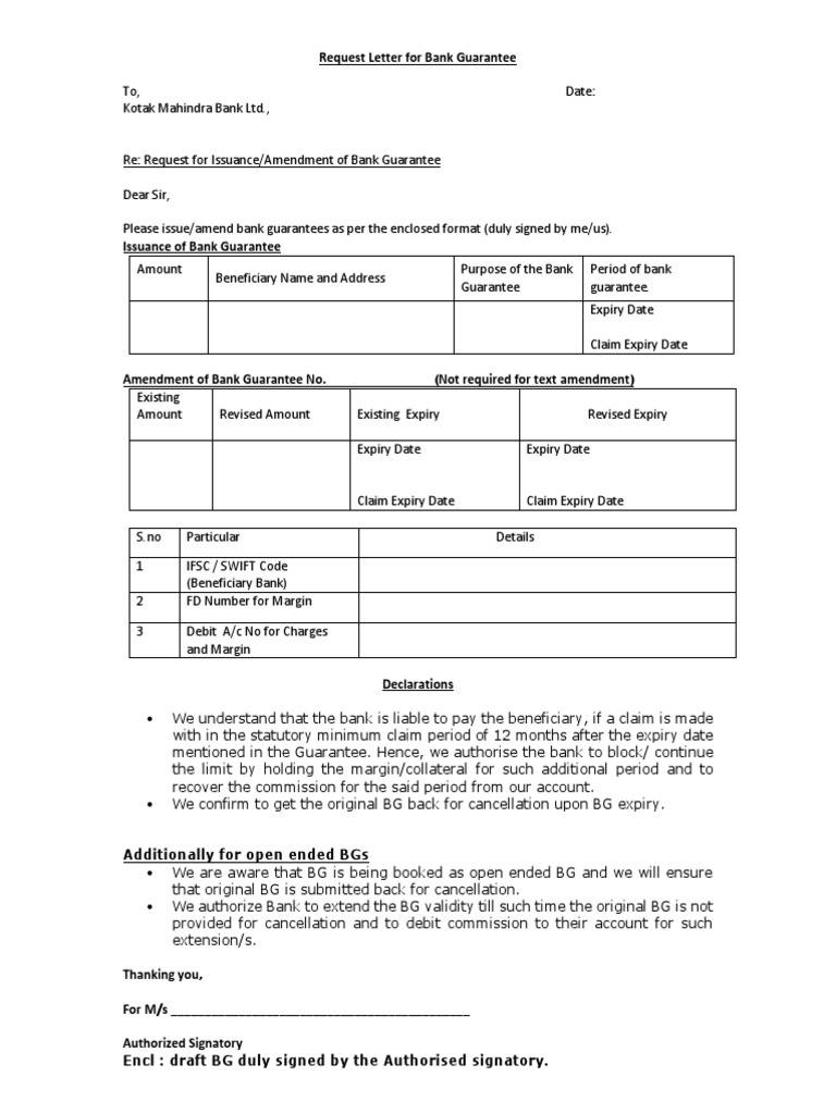 Request Letter For Bank Guarantee-1st May 2018 | PDF | Guarantee | Banks