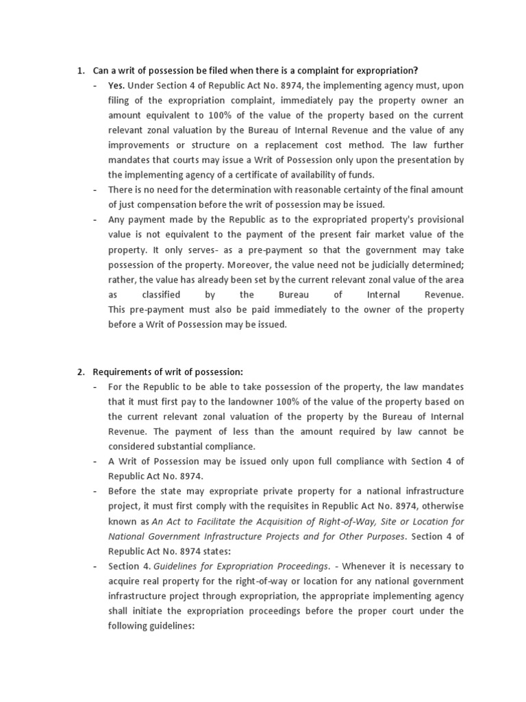 Writ of Possession | Download Free PDF | Eminent Domain | Writ