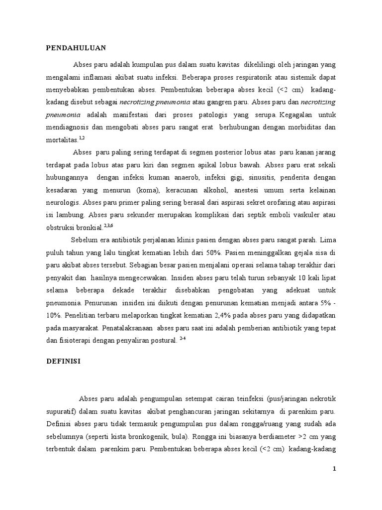 Abses Paru: Penyebab, Risiko, dan Penanganan | PDF