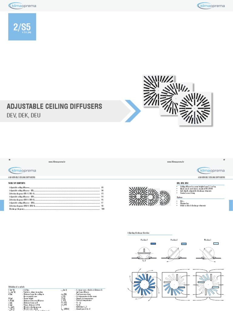 Adjustable Ceiling Diffusers: Dev, Dek, Deu | PDF | Chemical ...