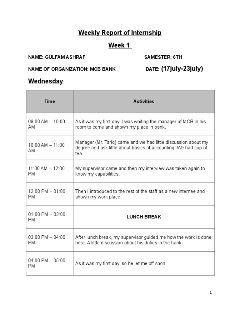 Weekly Report of Internship Week 1 | PDF | Payments | Banks