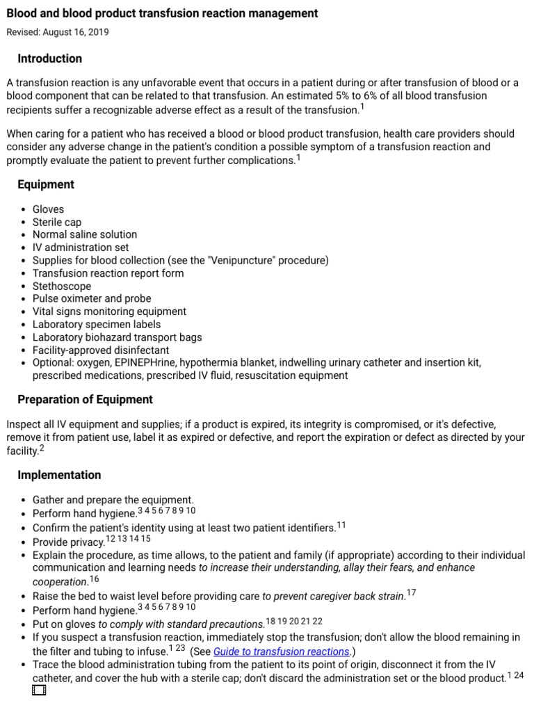Blood Transfusion Reaction | PDF | Blood Transfusion | Joint Commission