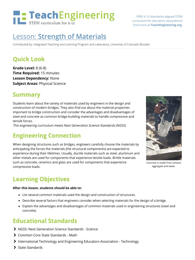 Lesson: Strength of Materials: Quick Look | PDF | Deformation ...