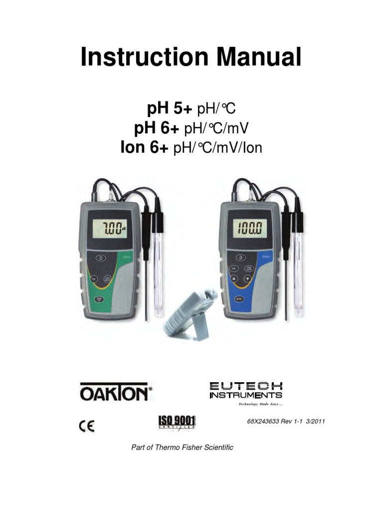Oakton PH 5+, PH 6+, Ion 6+ Instruction Manual | PDF | Ph | Calibration