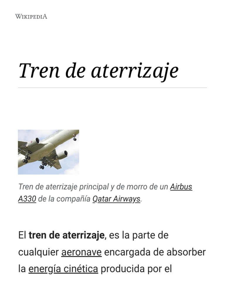 Tren de Aterrizaje - Wikipedia, La Enciclopedia Libre | PDF | Tren de ...