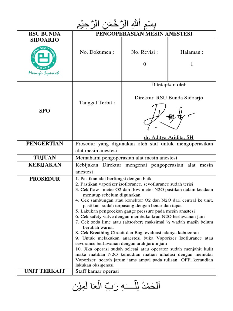 Spo Mesin Anestesi | PDF