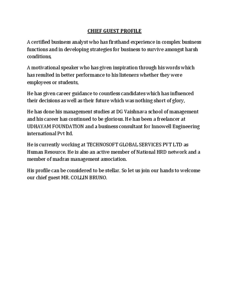 Chief Guest Profile | PDF