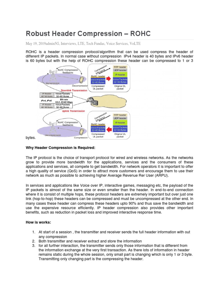 Robust Header Compression - ROHC | PDF | Internet Protocol Suite | Internet Standards